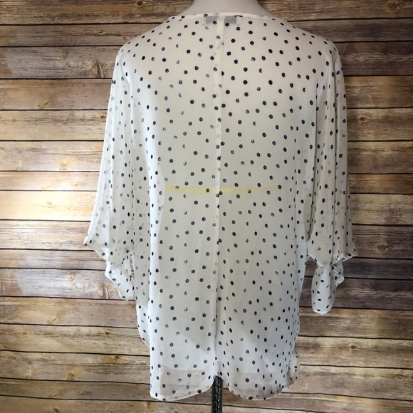Wayf | Tops | Wayf White Blue Sheer Polka Dot Surplice Blouse | Poshmark
